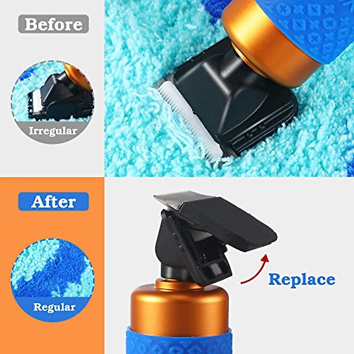 Carpet Trimmer Rug Trimmer Low Noise Rug Making Kit Supplies with Oil,Replaceable Ceramic Blades,2 Comb Head Attachments for Handmade Rug Clean and Tufted Carpet, Tufting Gun (1 Replaceable Blades)