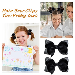 2PCS 3 Inch Hair Bows for Girls Grosgrain Ribbon Hair Bow Clips Boutique Hair Clips Hair Accessories For Girls 4-6 Toddlers Accessories Teens Gifts In Pairs - Black