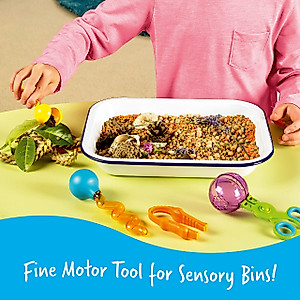 Learning Resources Helping Hands Fine Motor Tool Set Toy - 4 Pieces, Ages 3+ Fine Motor and Sensory Play Toys, Toddler Tweezers, Sensory Bin Toys