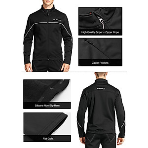 INBIKE Men's Cycling Jacket, Winter Fleece Thermal Windproof Soft Shell Wind Coat Black Small
