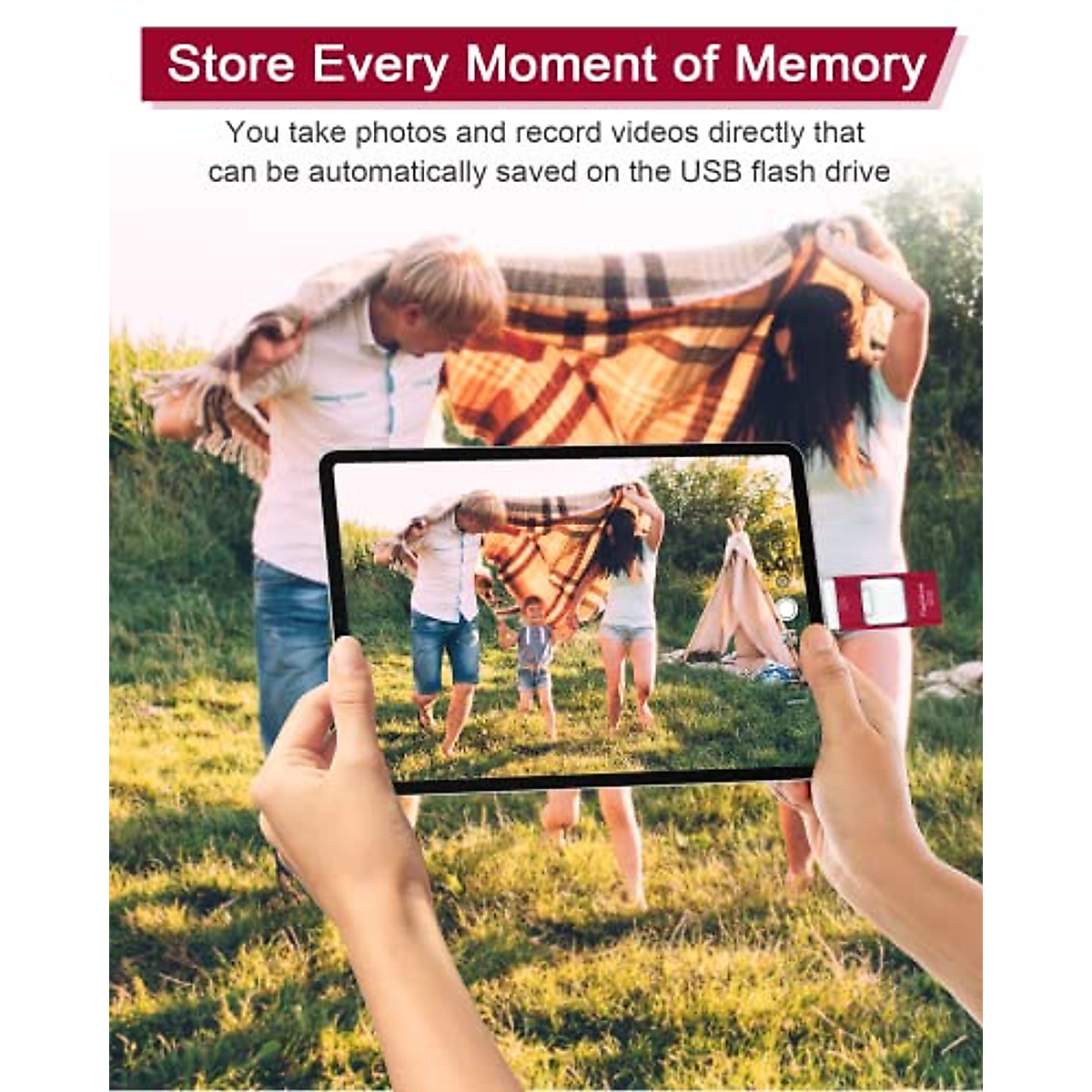 Sunany Flash Drive 128GB, USB Memory Stick External Storage Thumb Drive Compatible for Phone, Pad, Android, PC and More Devices (Red)
