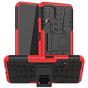 LiuShan Compatible with Huawei P40 Lite Case,Shockproof Heavy Duty Combo Hybrid Rugged Dual Layer Grip Cover with Kickstand for Huawei P40 Lite/Nova 6 SE (Not fit Huawei P30 Lite) Smartphone,Red