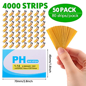 Handepo 50 Pack pH Test Strips 1-14 Universal pH Test Paper Full Range Litmus Test Paper Strips pH Test 4000 Strips for Teaching, Student, Chemistry Experiment, Saliva Urine Water Soil