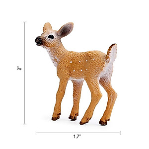 RESTCLOUD 12Pcs Deer Figurines Cake Toppers, Deer Toys Figure, Small Woodland Animals Set of 12 Fawn
