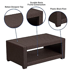Flash Furniture Seneca Chocolate Brown Faux Rattan Coffee Table
