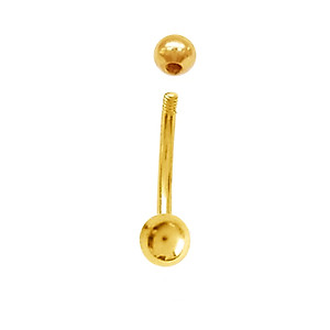 Ritastephens 14K Real Gold Yellow Belly Button Navel Ring Body Jewelry Barbell