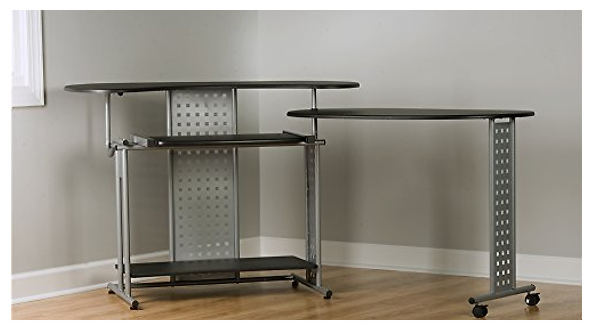 OneSpace Regallo Expandable L Computer Desk in Black | Space-Saving ...