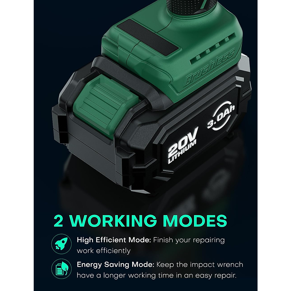 KIMO Impact Wrench 1/2 Cordless,475N.m/350ft-lbs Max Torque & 3000RPM, 2x20V 3.0Ah Battery, Impact Gun with 7 Drive Impact Sockets, 3 Inch Extension Bar, 1 Hour Fast Charger Impact Drill for Car Tires