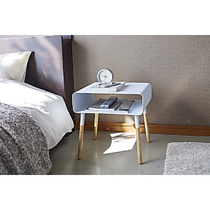 YAMAZAKI home Plain Side Table with Storage Shelf White