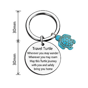 Meimimix Travel Turtle Keychain Wherever You May Wander Good Luck Charm Jewellery for Family Friends