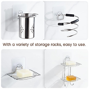 Boeetech Shower Caddy Adhesive for Replacement, Adhesive Hook Transparent Replacement Hook Wall Hooks, Strong Hanging Hooks Shower Shelves Stickers Hooks for Shower Caddy (12 PC)