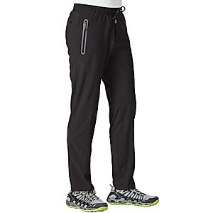 TBMPOY Men's Travel Hiking Pants Lightweight Athletic Pant Quick Dry Windbreaker Fishing Running Active Jogger Black M