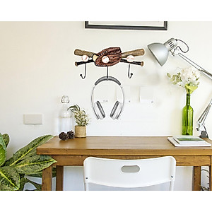 RYAONFKY Baseball Coat Rack Wall Mount with 3 Wall Hooks, Baseball Glove Wall Decor for Boys Room,Entryway,Cloakroom