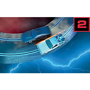 Scalextric C1431M 1980s TV - Back to The Future vs Knight Rider Race Set- Mains Power Slot Car Race Track Sets, 1:32 Scale Set, Electric Racing Toys for Adults or Kids, Age 8+
