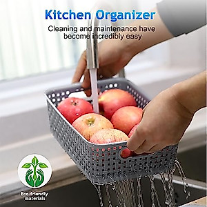 12 Pack Plastic Storage Baskets, Small Baskets for Organizing, Plastic Storage Bins Wicker Pantry Organizer Bins Household Toys for Laundry Room, Bedrooms, Kitchens, Cabinets, Countertops