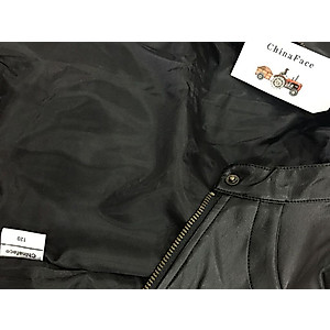 Chinaface Boy's Trendy Stand-Collar PU Leather Spring Moto Jacket Black, 7/8T