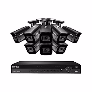 Lorex Nocturnal 3 4K 16-Channel 4TB Wired NVR System with Smart IP Bullet Cameras, 30FPS Recording and Listen-in Audio - (8 Cam/Black)