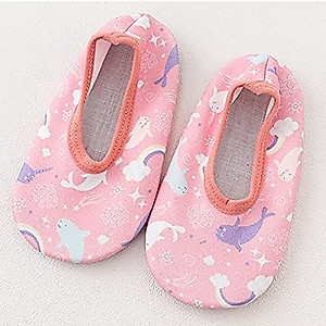 Lykmera Baby Girls Boys Cartoon Printed Water Shoes Kids Socks Barefoot Shoes Swim Cartoon Non-Slip Beach Shoes (Pink, 5-6 Years Little Kids)