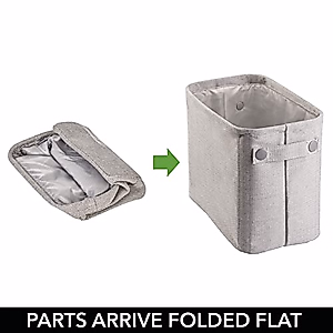 mDesign Narrow Fabric Storage Bin Basket with Handles for Bathroom Closet, Vanity, Cabinet, Cubby, Countertop, Tall Slim Baskets for Towels, Toilet Tissue, Crane Collection - Light Gray