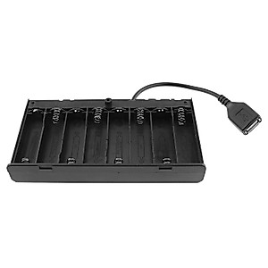 DGZZI USB Female Socket 8 AA Battery Case Box Holder with ON-Off Switch Black