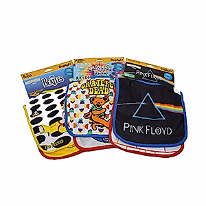 Grateful Dead, Pink Floyd and The Beatles Extra Soft Bibs 6 Piece Multi Pack