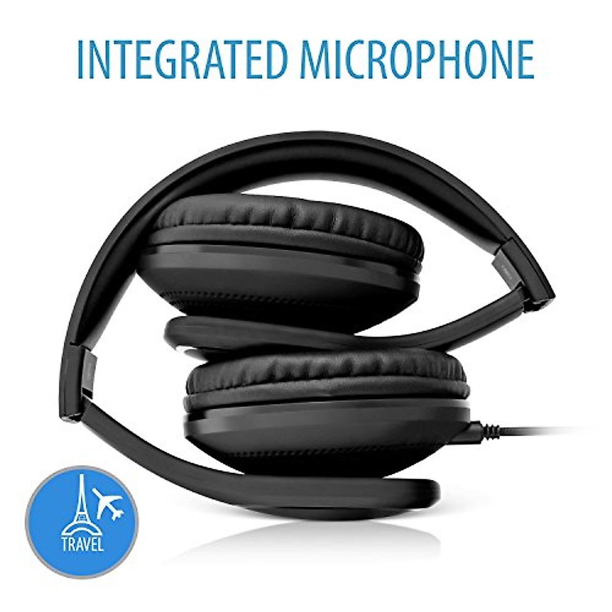 V7 HA701-3NP Over-Ear Headphones with Microphone and Volume Control, Foldable, Call Answering for Cellphones, Tablets, Smartphones, Laptop Computer, PC, Black