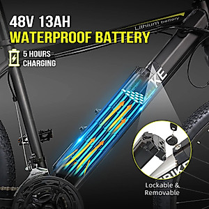 HOTEBIKE Electric Bike for Adult 750W Electric Mountain Bike 48V 13AH Removable Battery Ebike with Suspension Fork Aluminium Frame, Professional 21-Speed Gears 26"