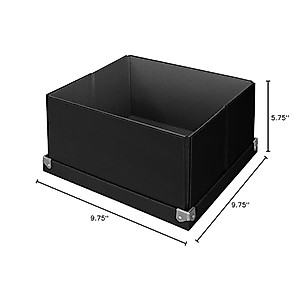 Samsill PNS02LSBK Pop n' Store Decorative Storage Box With Lid - Collapsible and Stackable - Medium Square Box - Black - Interior Size (9.75"x9.75"x5.75")