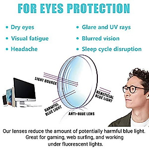 Blue Light Blocking Glasses, Blue Blocker Computer Glasses for Men Women, Anti Glare 400 UV & Eye Strain Fake Square Glasses