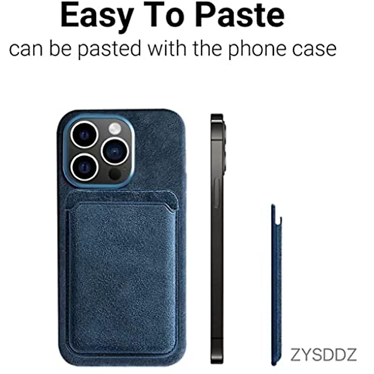 ZYSDDZ Alcantara Magnetic Phone Cardholder Compatible with iPhone 12/13/14 Series, Card Holder Compatible with MagSafe Magnet (Navy)