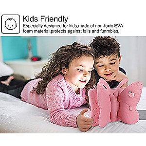 Hllhunkhe Compatible with iPad Air 4 10.9" Case 2020/iPad Pro 11" 2020 Case for Kids, 3D Cartoon Butterfly Non-Toxic EVA Light Weight Shockproof Case with Kickstand (Pink)