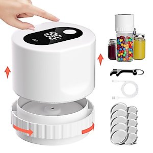 Mason Vacuum Sealer,20s Fully Automatic Everjar - Mason Jar Vacuum Sealer Kit,2000mAh Battery Electric Mason Jar Vacuum Sealer With Wide & Regular Mouth,Jar Vacuum Sealer for Mason Jars-White