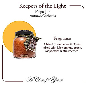 A Cheerful Giver — Autumn Orchards - 34oz Papa Scented Candle Jar with Lid - Keepers of the Light - 155 Hours of Burn Time, Gift for Women, Brown
