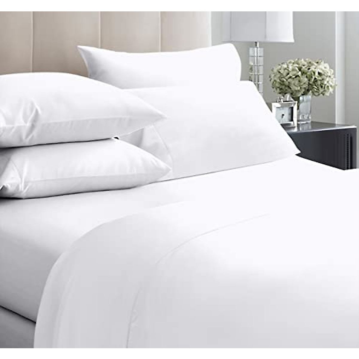 California Design Den Luxury Sheets 1000 Thread Count 100% Cotton Sheets, Very Smooth Soft & Thick with Deep Pockets Vs. Egyptian Cotton Sheets, 4 Pc Set (Queen, Bright White)