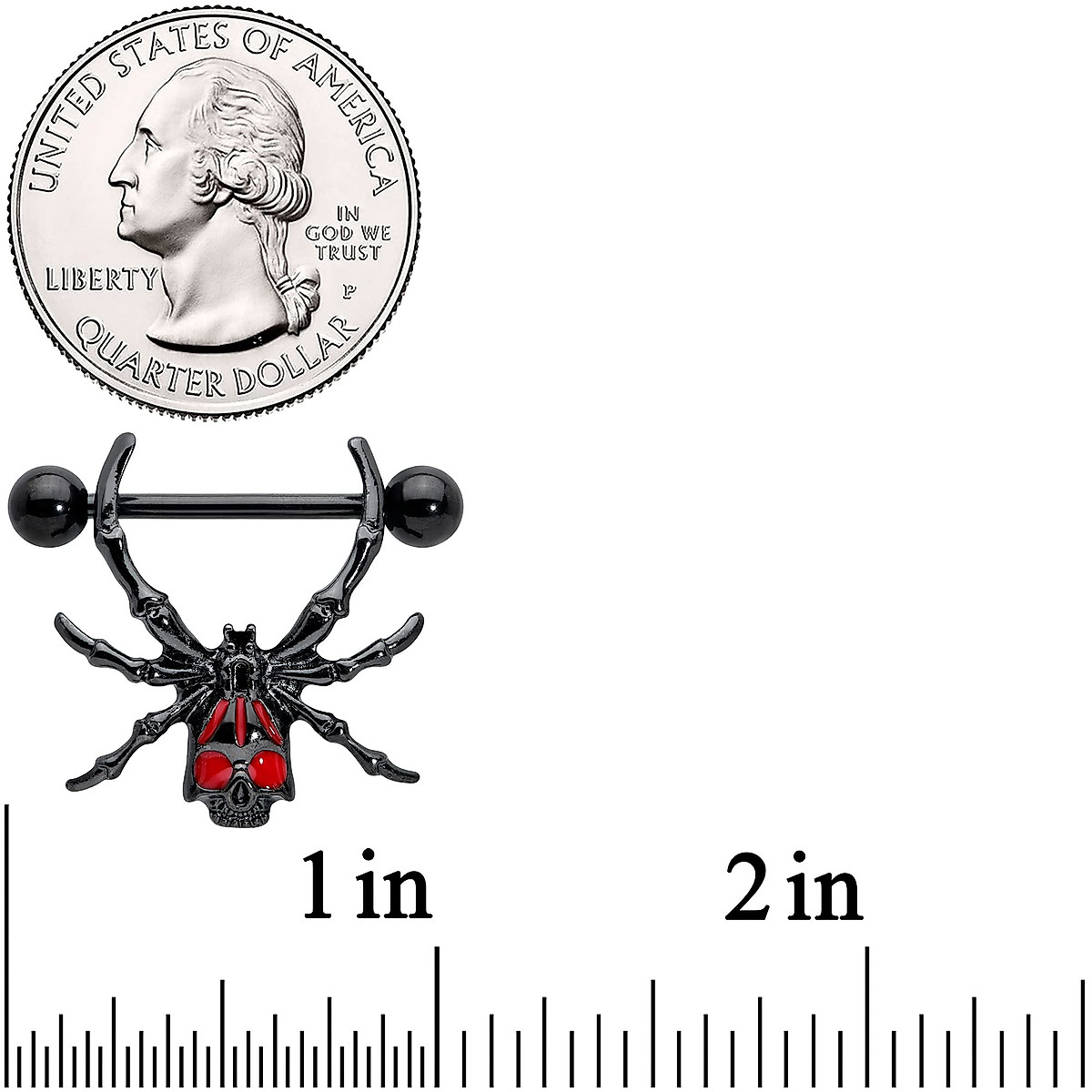 Body Candy 2Pc 14G Nipplerings Piercing Womens Black PVD Steel Spider Nipple Shield Nipple Ring Set 9/16"