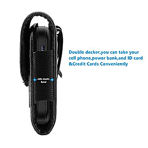 Leather Cell Phone Holster with Belt Loop Horizontal Phone Belt Holder for Men Carrying Phone Pouches RFID Blocking Wallet Black for iPhone 14, 13，12，11,14Pro，13Pro,12 Pro,Samsung, Motorola.