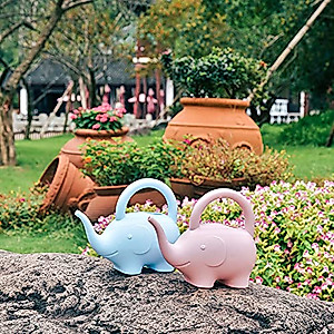 Indoor Watering Can, Elephant Watering Can Anti-Slid Handle Cute Plastic Creative for House Bonsai Plants Garden Flower Pink 1