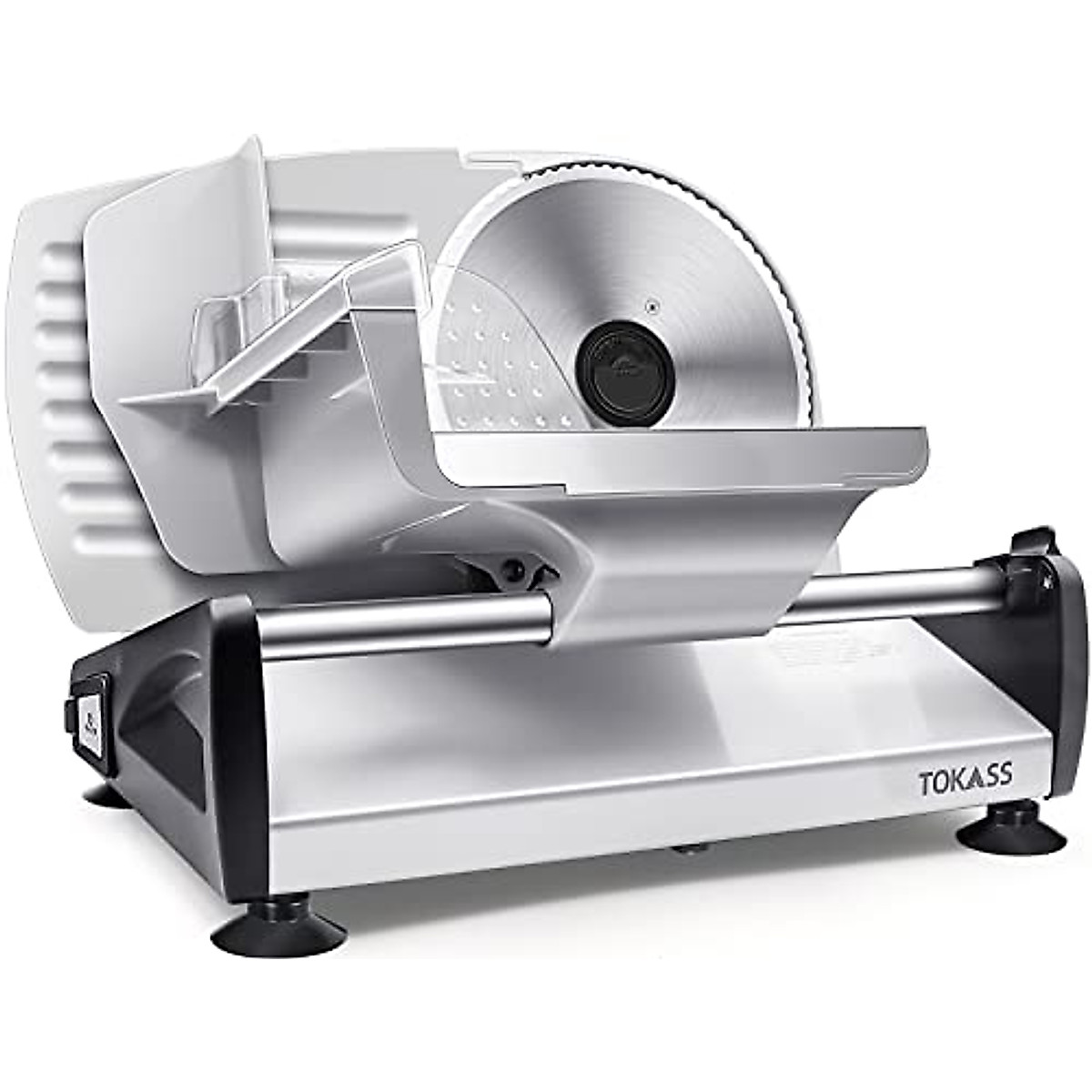 Meat Slicer,TOKASS Electric Deli Food Slicer with Removable 7.5’’ Stainless Steel Blade, Adjustable Thickness Meat Slicer for Home Use, Child Lock Protection, Easy to Clean, Food Slicer Machine-Silver