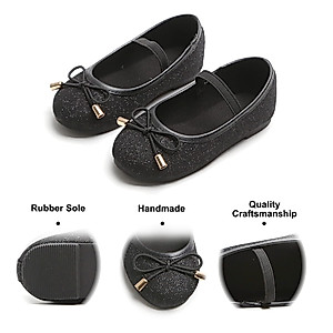 Felix & Flora Toddler Flower Girl Dress Shoes Size 5 - Girl Ballet Mary Jane Flats Black Party School Wedding