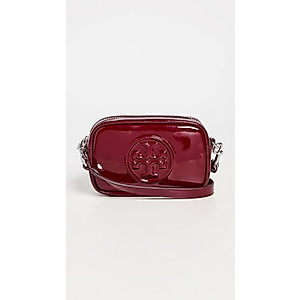 Tory Burch Women's Perry Bombe Patent Mini Bag, Royal Burgundy, Red, One Size