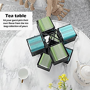 COVAODQ Tea Bag Organizer Tea Bag Storage Holder Spinning Carousel with 8 Compartments, Tea Bag Holder Black