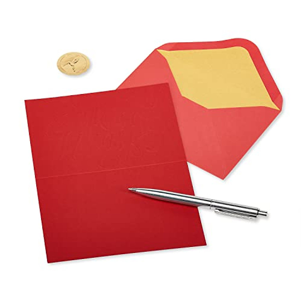 Papyrus Blank Holiday Thank You Cards Boxed with Envelopes, Blank Red and Gold (12-Count)