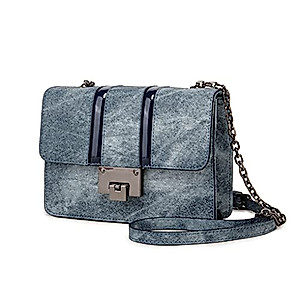 ROYALFAIR Small Denim Blue Women Purse Clutch Retro Small Shoulder Bag for Teenager girls Color Contrast Handbag (Denim Blue)