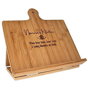 Nonna Gift Cookbook Stand Recipe Holder - Custom Engraved Bamboo Cutting Board Foldable Chef Easel Metal Hinges Kickstand iPad Tablet Compatible Christmas Birthday Kitchen Decor Design (10.25x10.25)