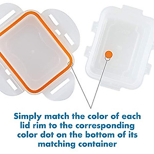 LocknLock Easy Essentials Color Mates Food Storage lids/Airtight containers, BPA Free, 36 Piece, Clear