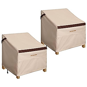 PATIOASIS Patio Chair Covers Set of 2 Heavy Duty Waterproof Lounge Deep Seat Covers Outdoor Lawn Patio Furniture Chair Cover 2 Pack Beige/Brown