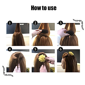 2PCS Women Lady Girls Soft Sponge Foam Hair Base Inserts Bump Up Hair Pads Stick Bun Maker Hair Styling Clip Hair Comb Braid Tool Hair Styling Accessories Brown