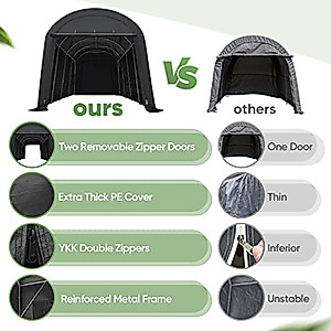 ADVANCE OUTDOOR 10x20 ft Heavy Duty Carport Outdoor Patio Anti-Snow Large Space Canopy Storage Shelter Shed with 2 Roll up Zipper Doors & Vents for Snowmobile Garden Tools, Gray