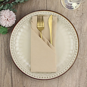 INFEI Plain Color Dinner Cloth Napkins, Set of 12 (16.9 x 16.9 Inches), Reusable Cotton Kitchen Table Napkin, for Cocktail Parties, Weddings, Hotel & Home Use (Linen)