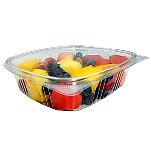 Koda Cup 24 oz. (3/4 Size Quart) RPET Clear Plastic Hinged Lid Deli Meal Prep Fruit Salad Display Food Storage Containers 100% BPA Free (Pack of 200)